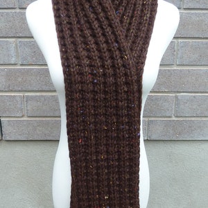 Earthy Brown Merino Wool Scarf - Brown Scarf With Blue, Red, and Yellow ...