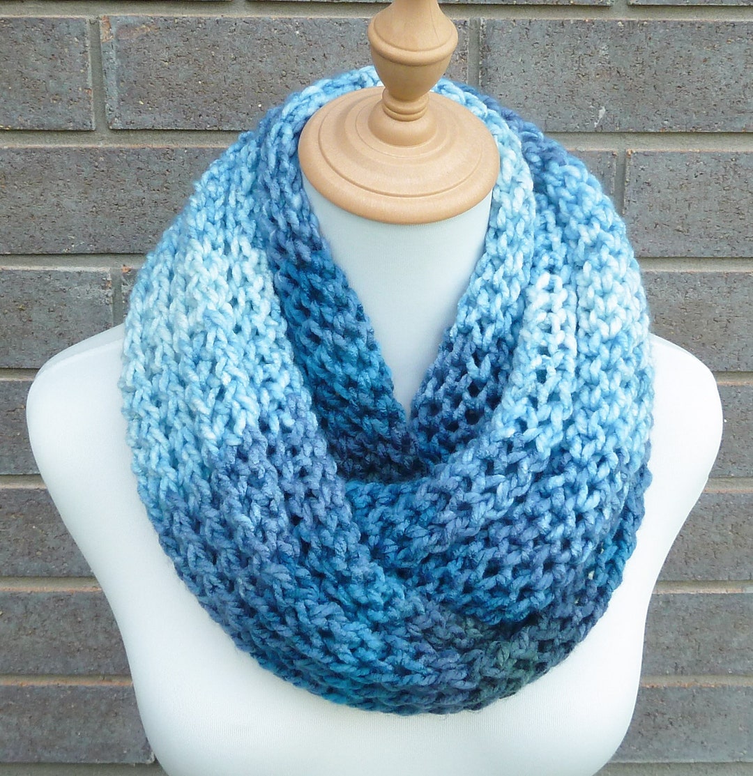 Multicolor Infinity Scarf - Blue, Teal, and Grey Green Infinity Scarf ...