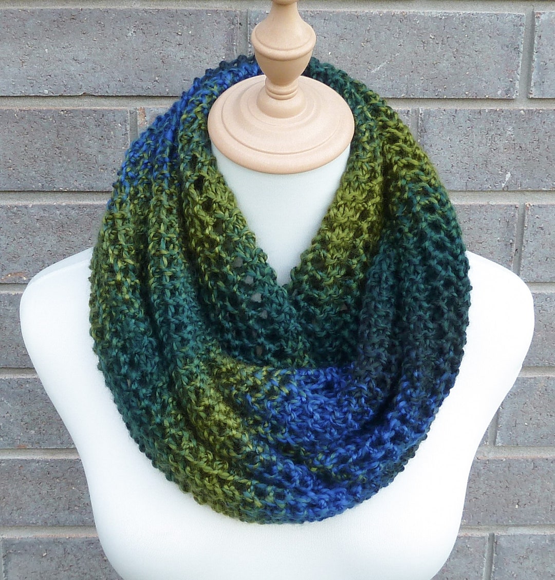 Multicolor Infinity Scarf - Blue, Teal, and Green Infinity Scarf ...