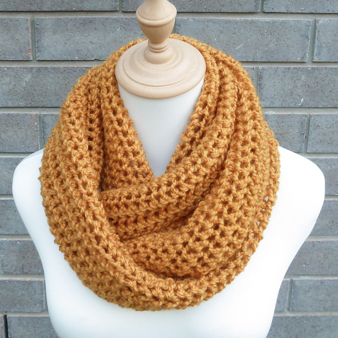 Hand Knitted Mustard Yellow Wool Blend Infinity Scarf - Etsy