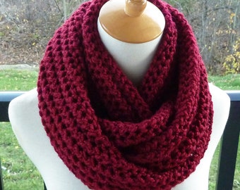Burgundy Infinity Scarf Maroon Wool Infinity Scarf Lambswool Scarf ...