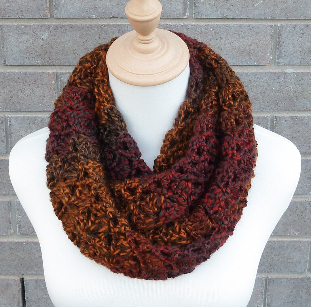 Multicolor Infinity Scarf - Burnt Orange, Brown, and Brick Red Infinity ...