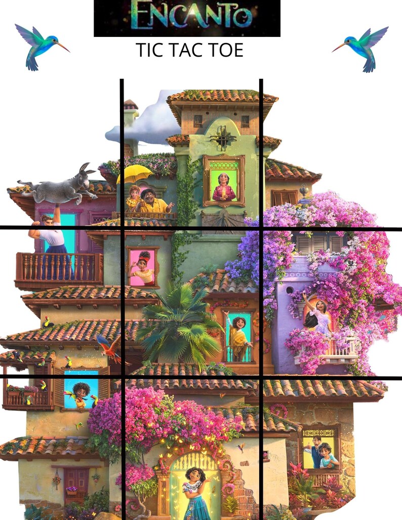 Encanto Tic Tac Toe Game, Encanto Party Tic Tac Toe, Printable Encanto ...