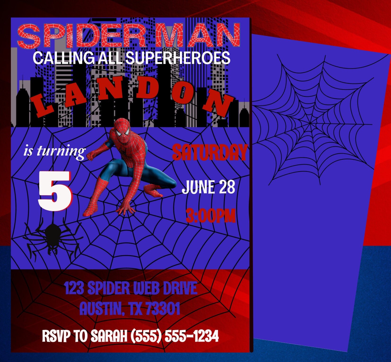 Spider Man Birthday Invitation Spider Man Party Invitation - Etsy