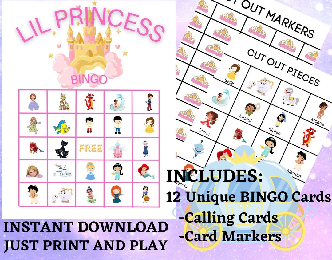 Little Princess Bingo, Princess Party Bingo, Printable Princess BINGO ...