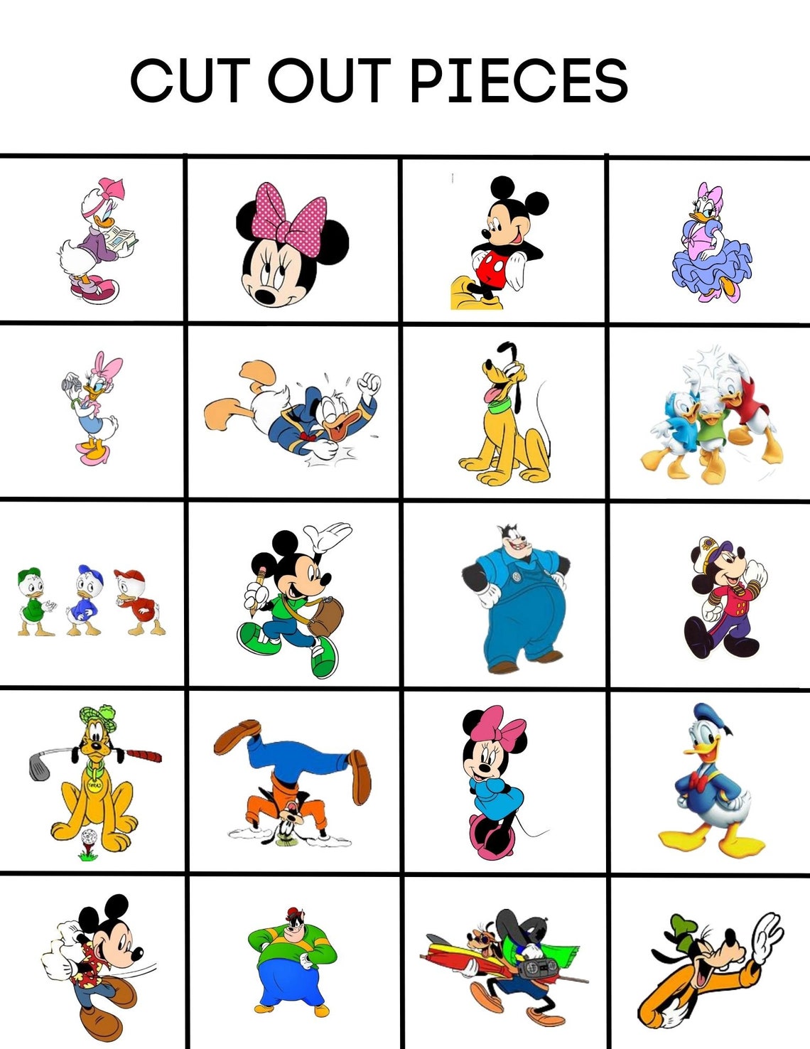 Mickey Bingo, Mickey Mouse Party Bingo, Printable Mickey and Friends ...