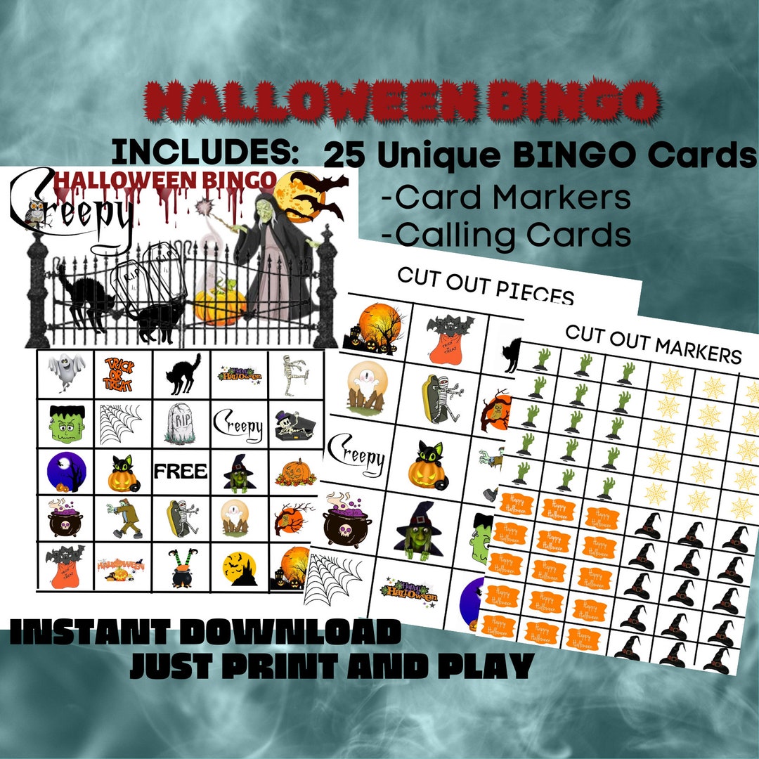 Halloween Bingo, 25 Halloween Party Bingo Cards, Halloween Printable ...