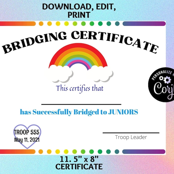 Girl Scout Bridging Certificate - Etsy