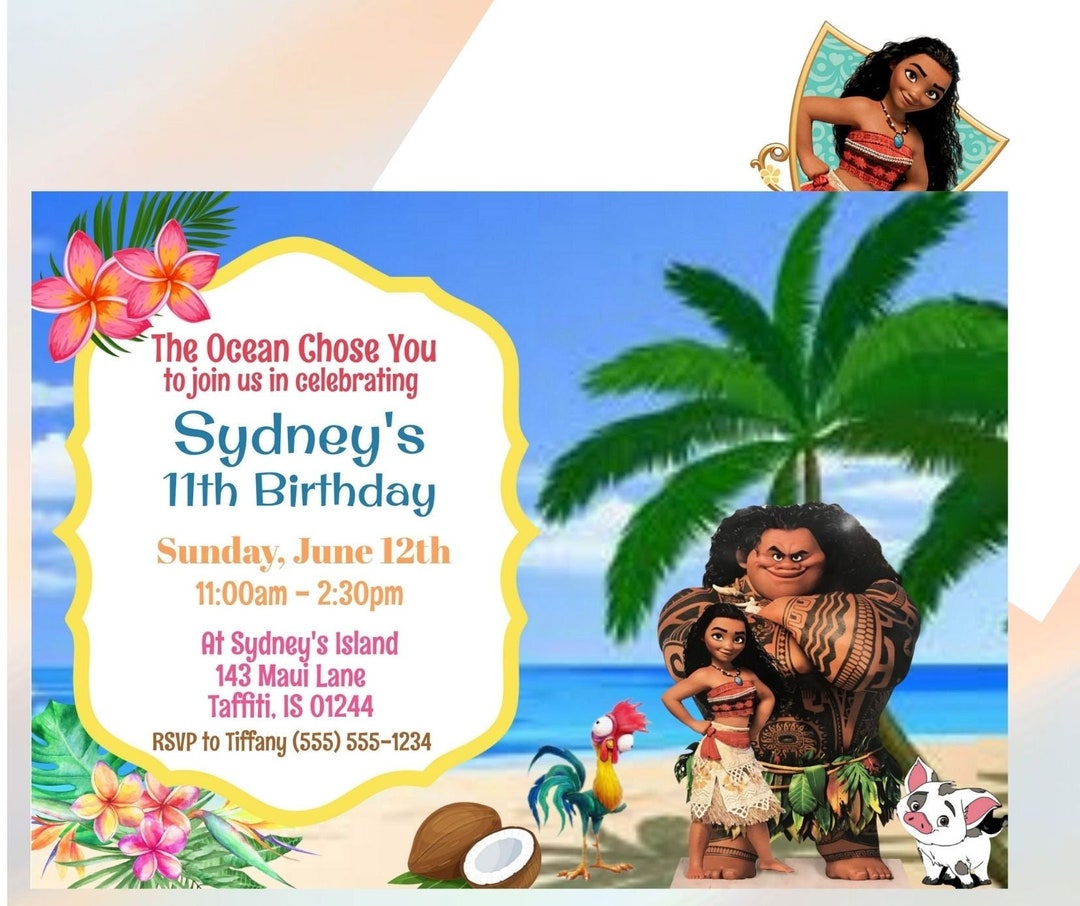 Moana Invitation, Moana and Maui Birthday Party Invitation, Moana ...