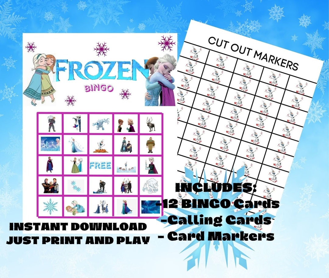 Frozen Bingo, Frozen Party Bingo, Printable Frozen BINGO Children's ...