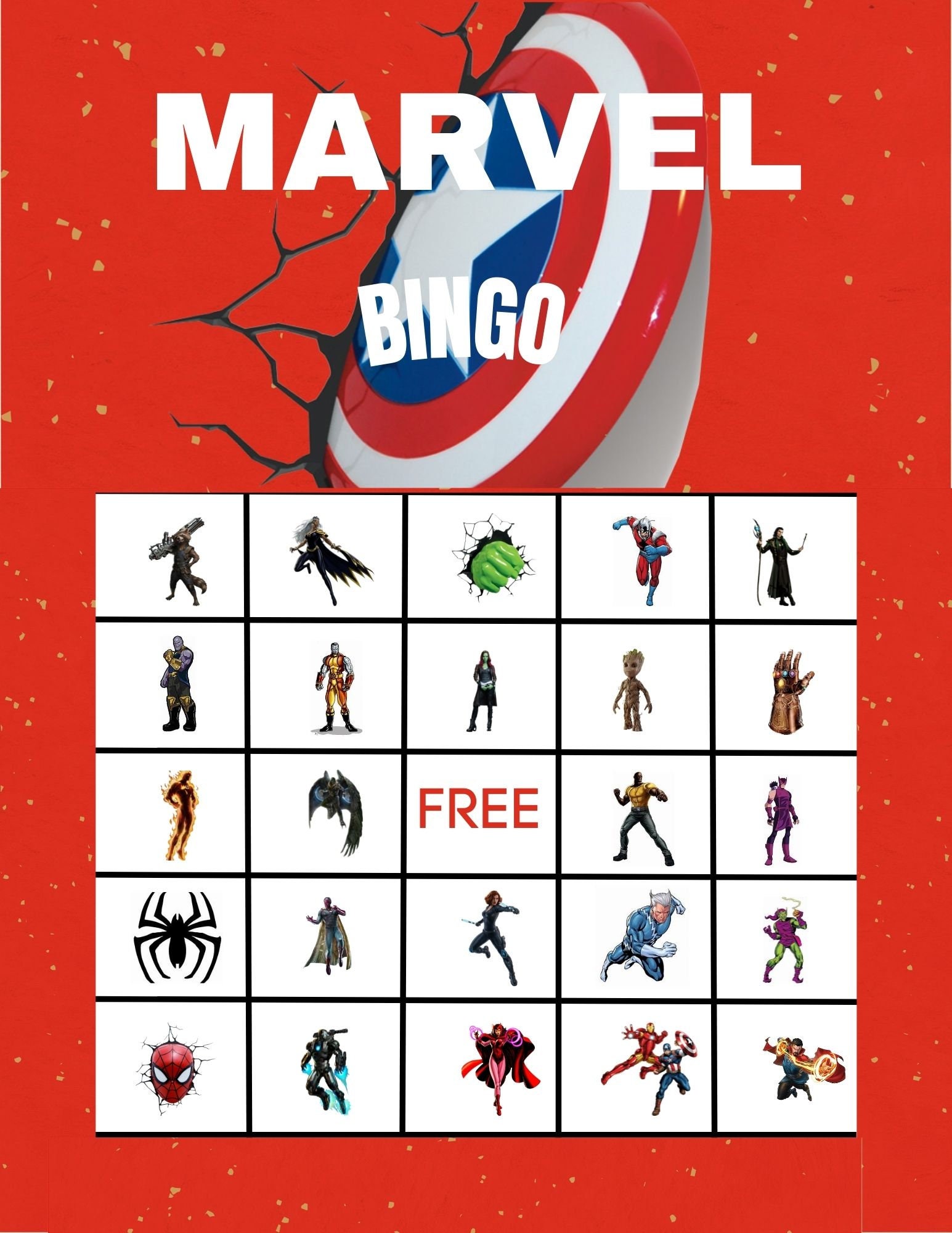 Marvel Bingo, Marvel Party Bingo, Printable Marvel BINGO Children's ...