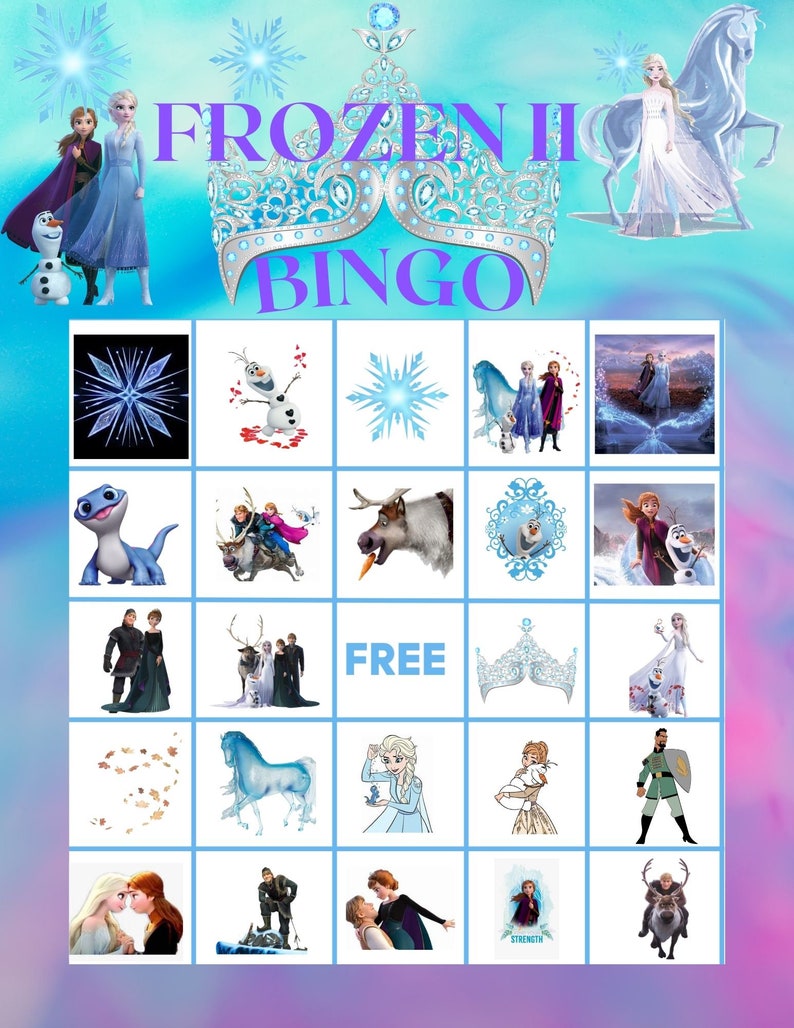 Frozen 2 Bingo, Frozen Party Bingo, Printable Frozen BINGO Children's ...