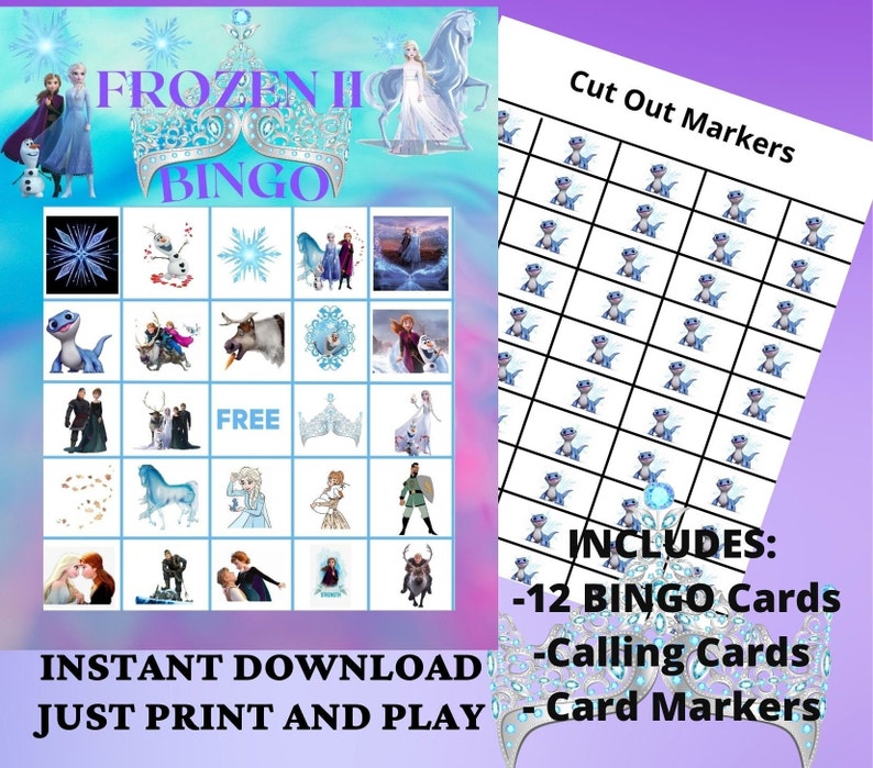 Frozen 2 Bingo, Frozen Party Bingo, Printable Frozen BINGO Children's ...