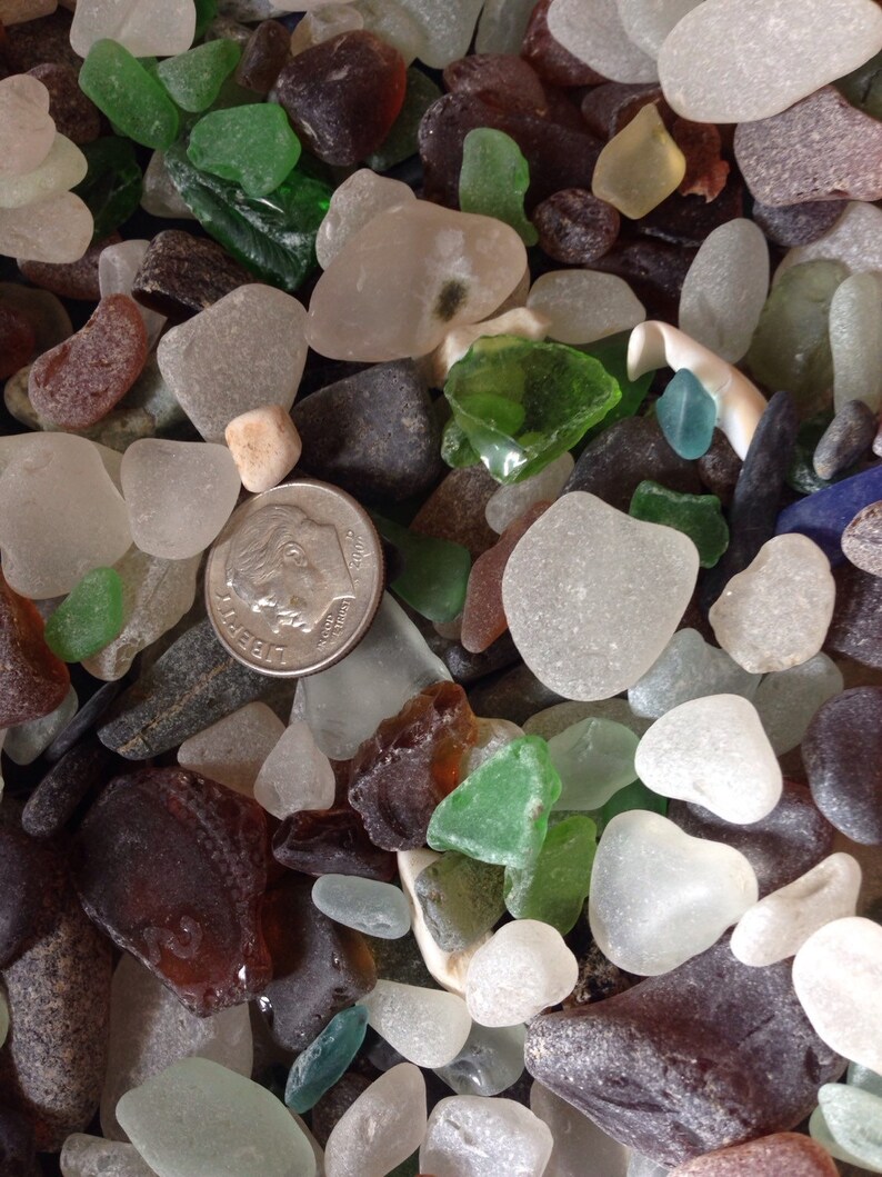 Genuine Surf Tumbled Sea Glass Mix Colors Turquoise, White, Seafoam ...