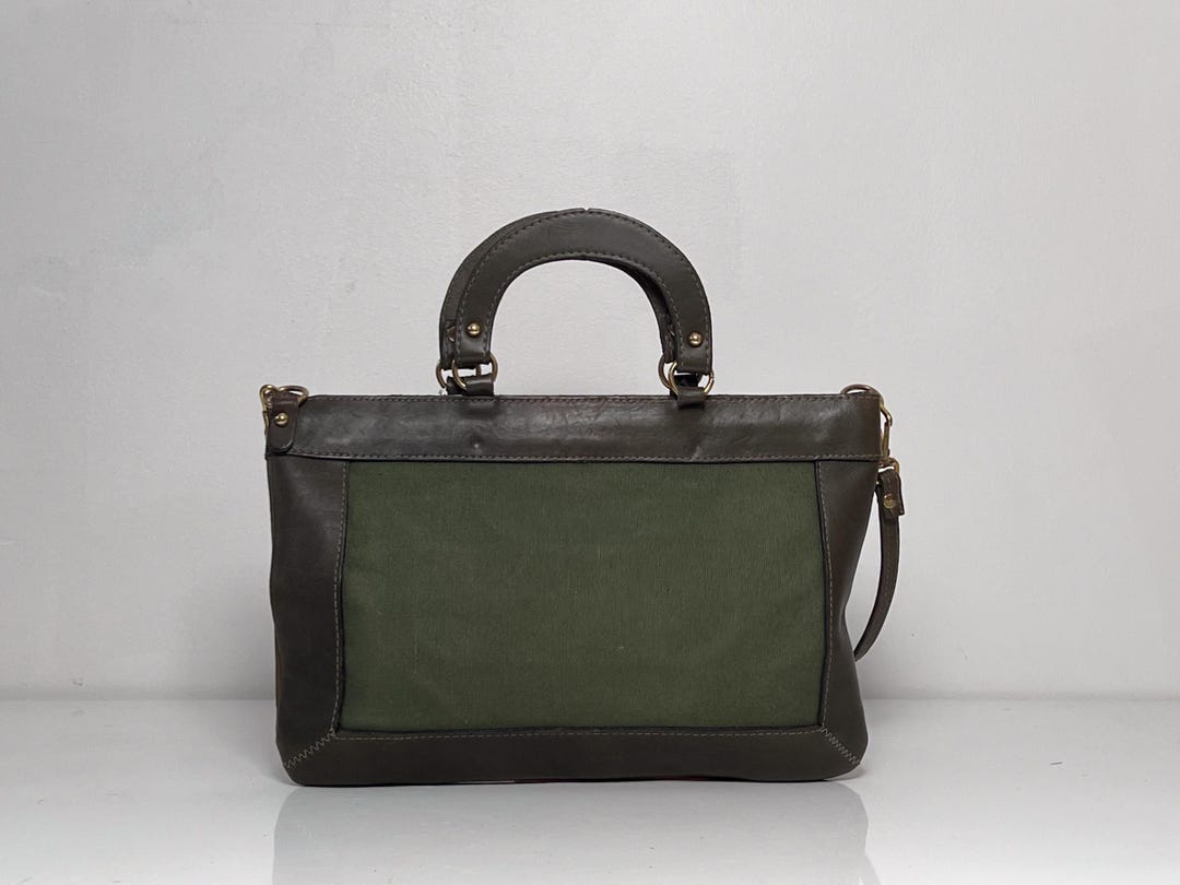 Davey’s USA Army Green Canvas and Leather Top Handle Unisex Handbag ...