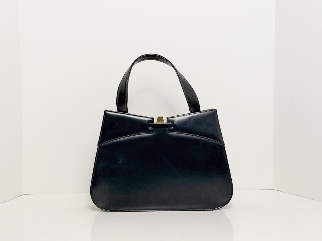 Vintage Dofan Black Leather Top Handle Handbag – Structured Minimal ...