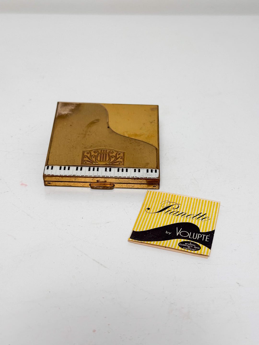 Vintage Volupté Pianette Compact: Grand Piano Gold Powder Case - Etsy