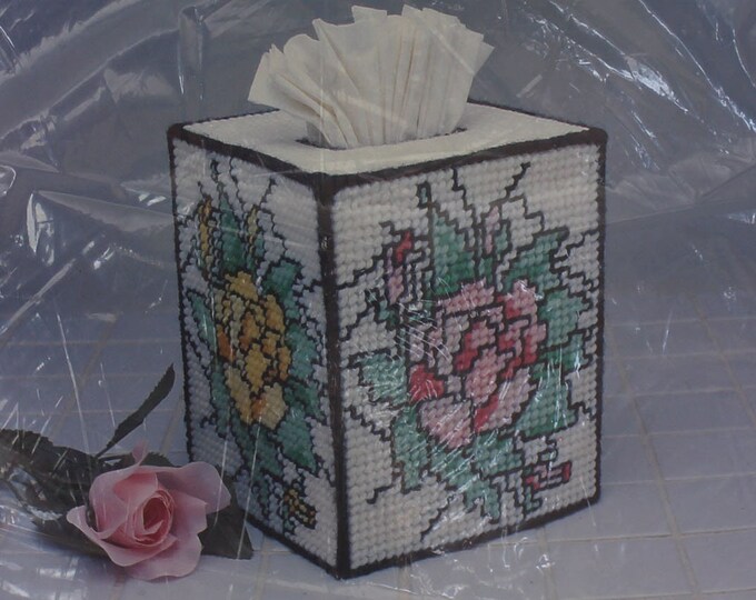 Stained Glass Tissue Box Cover Plastic Canvas Pattern Kit - Needlecraft ...