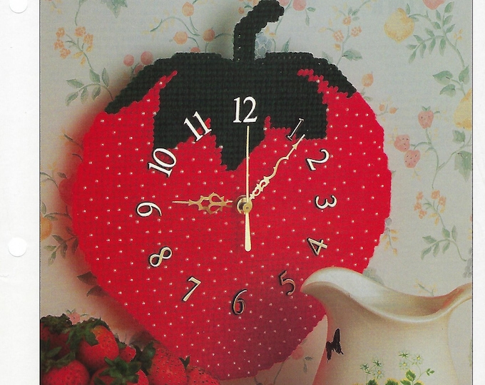 Strawberry Clock Plastic Canvas Pattern Annie's International - Etsy