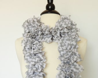 Gray Knit Scarf Autumn Frilly Scarves Knitting Ruffle Scarf - Etsy