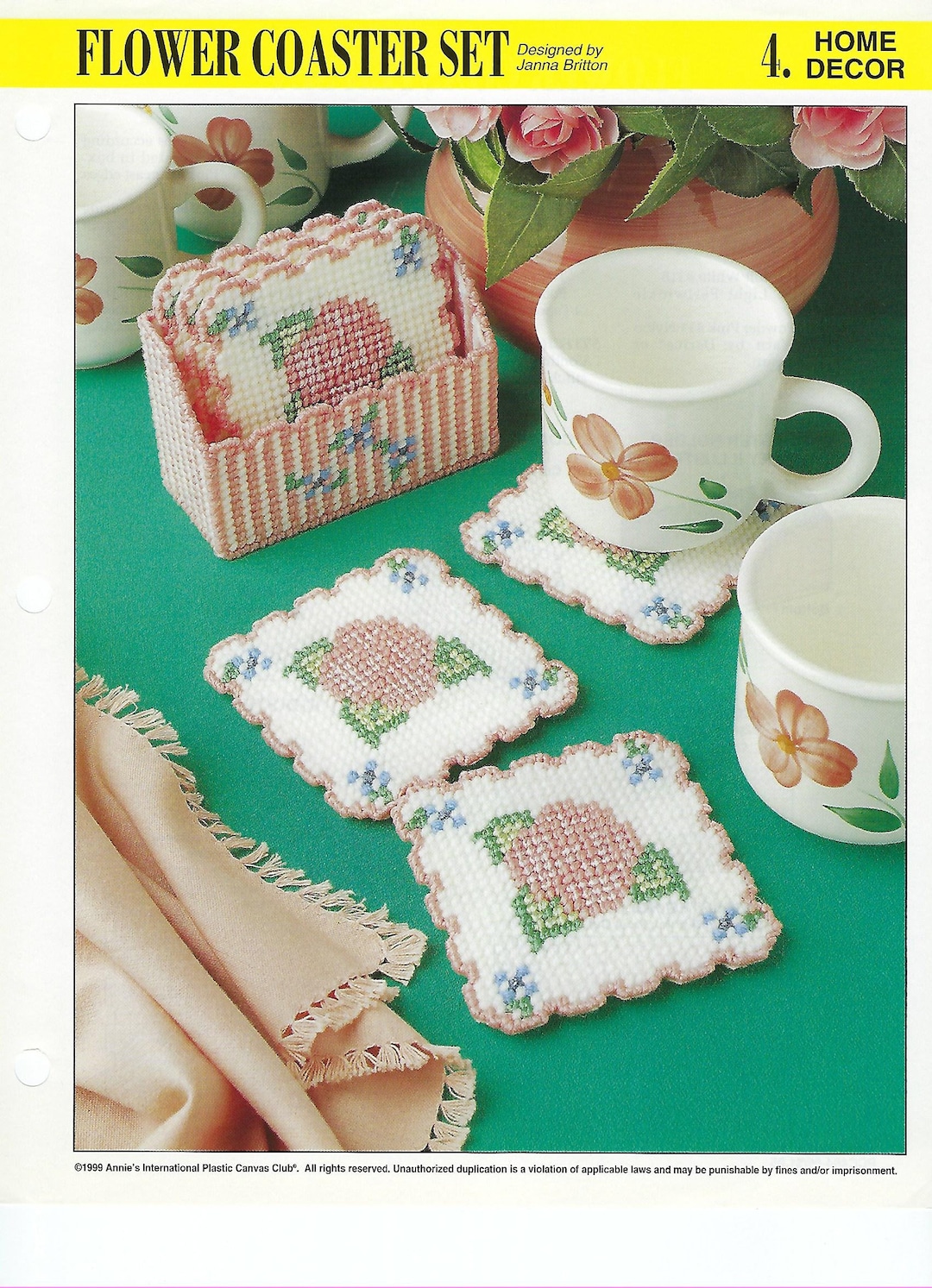 Flower Coaster Set Plastic Canvas Pattern/annie's International Plastic ...