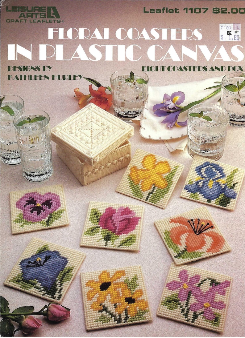 Floral Coasters In Plastic Canvas Pattern Leisure Arts 1107 | Etsy