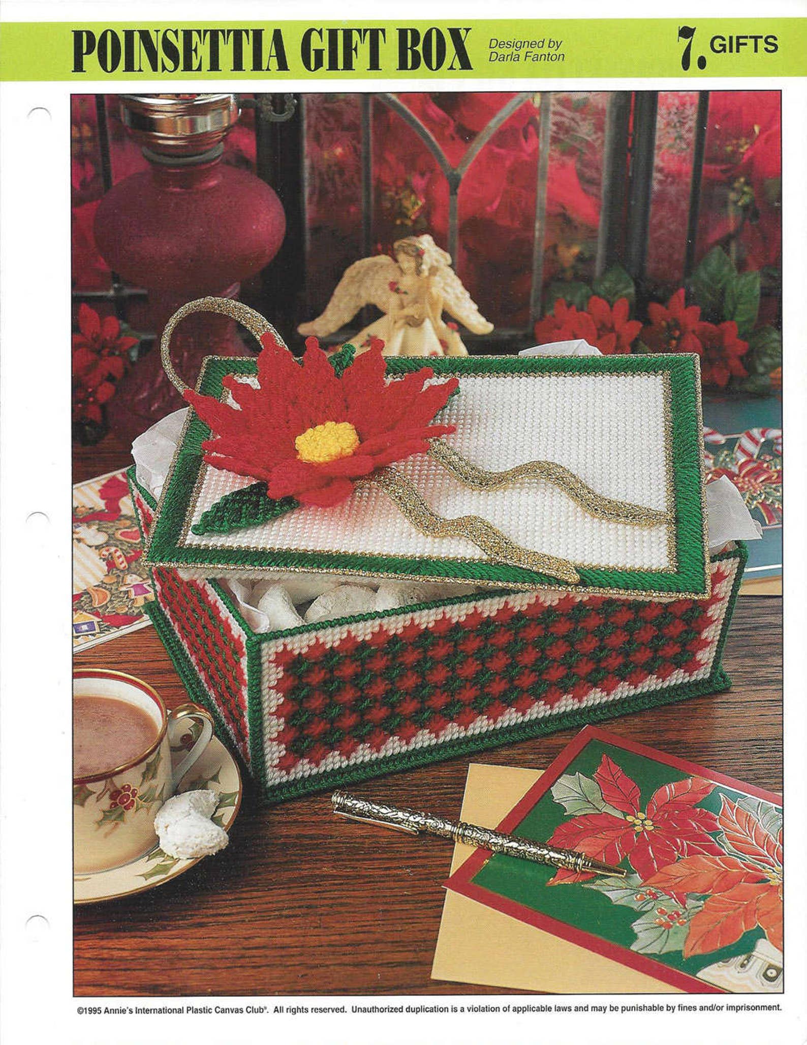 Poinsettia Gift Box Plastic Canvas Pattern Christmas Decor | Etsy