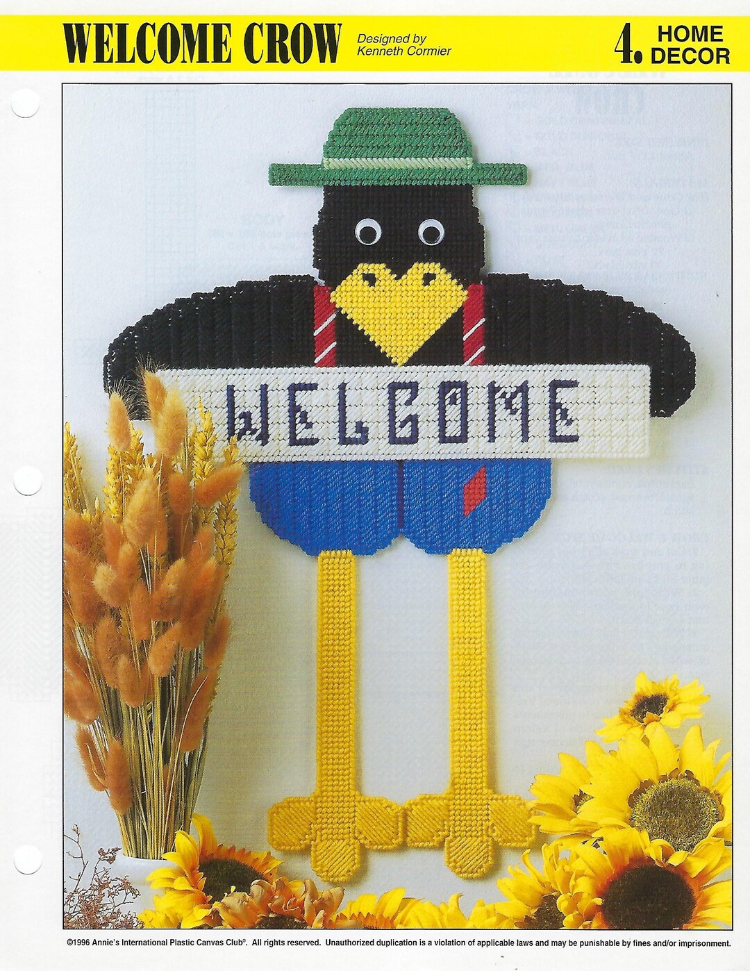 Welcome Crow Plastic Canvas Pattern Annie's International Pattern Club ...