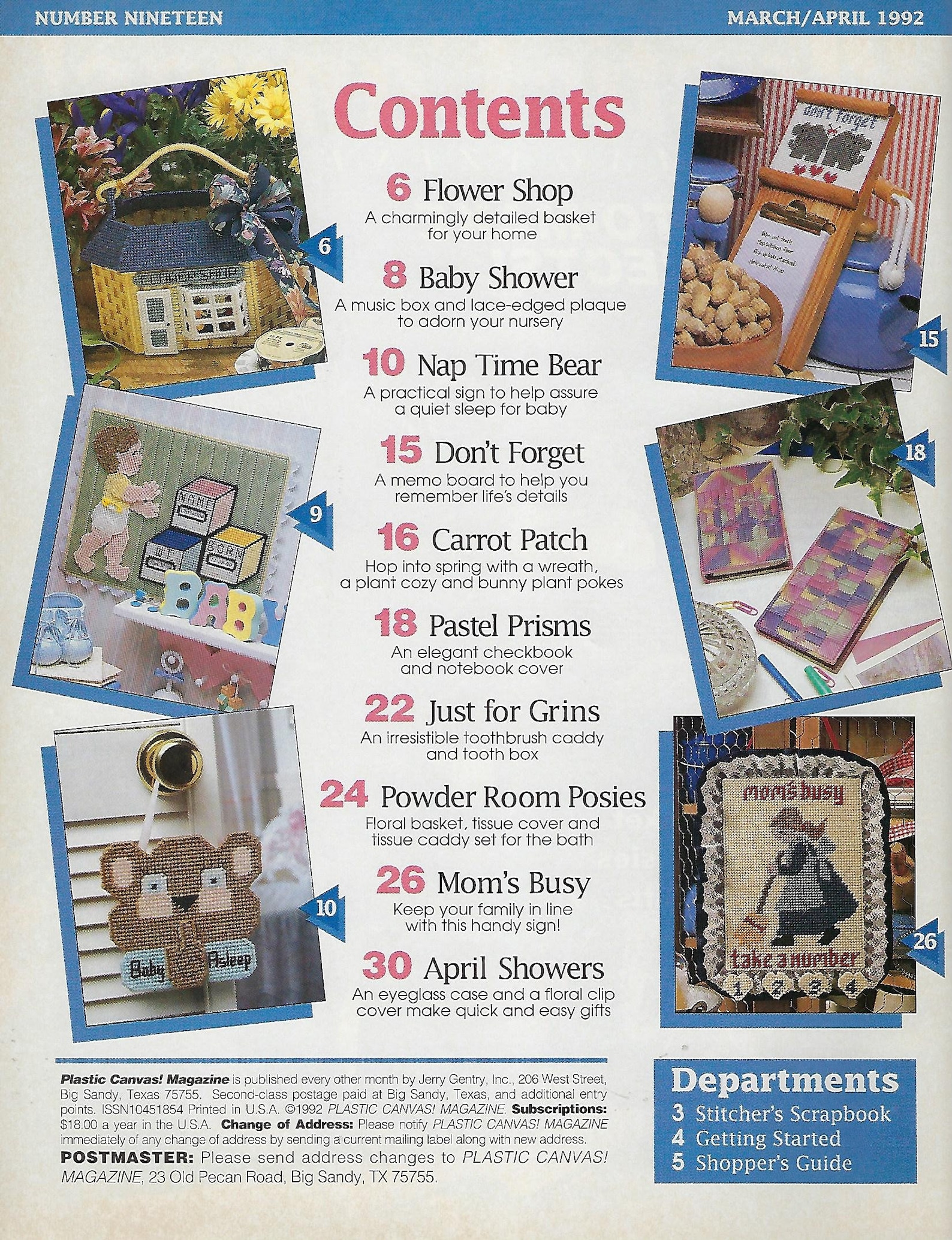 Plastic Canvas Magazine Pattern Book March/april 1992 Issue No. 19 - Etsy