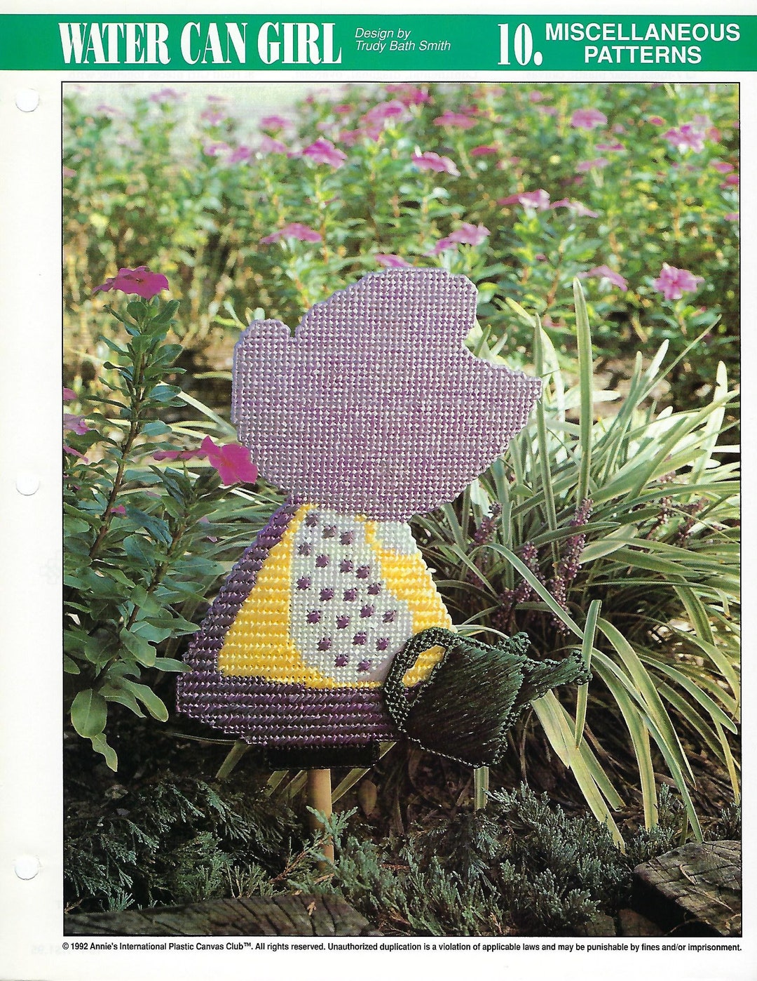 Water Can Girl Plastic Canvas Pattern/annie's International Pattern ...