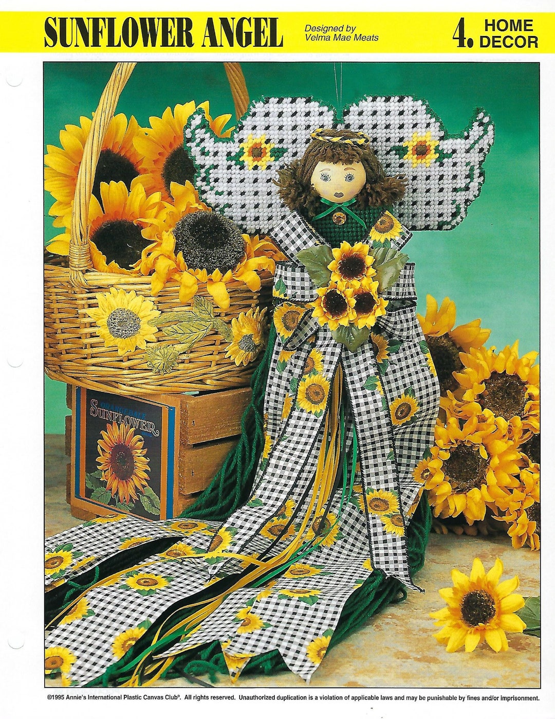 Sunflower Angel Plastic Canvas Pattern Annie's International Club - Etsy