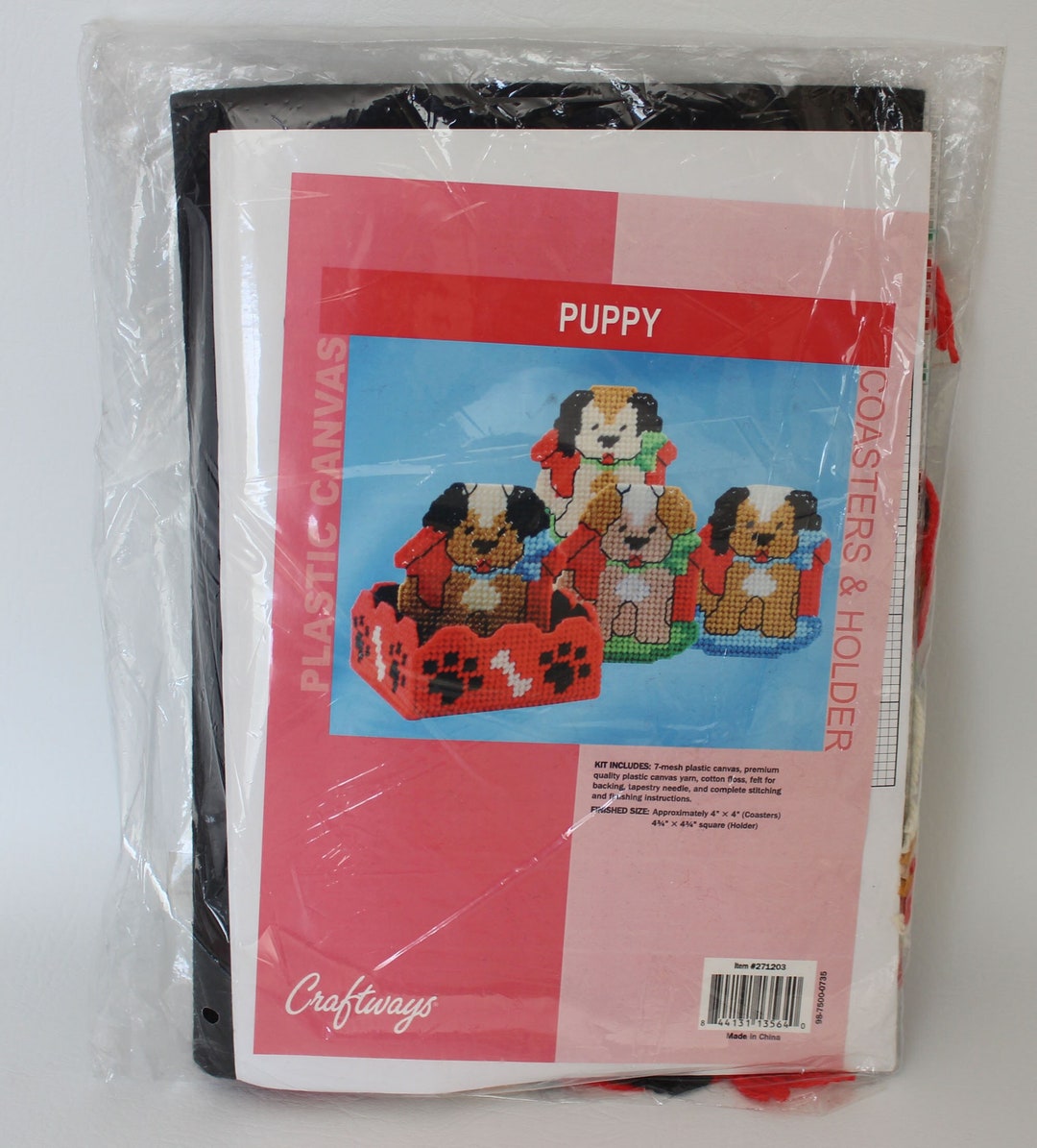 Puppy Coasters & Holder Plastic Canvas Pattern Kit Craftways ...