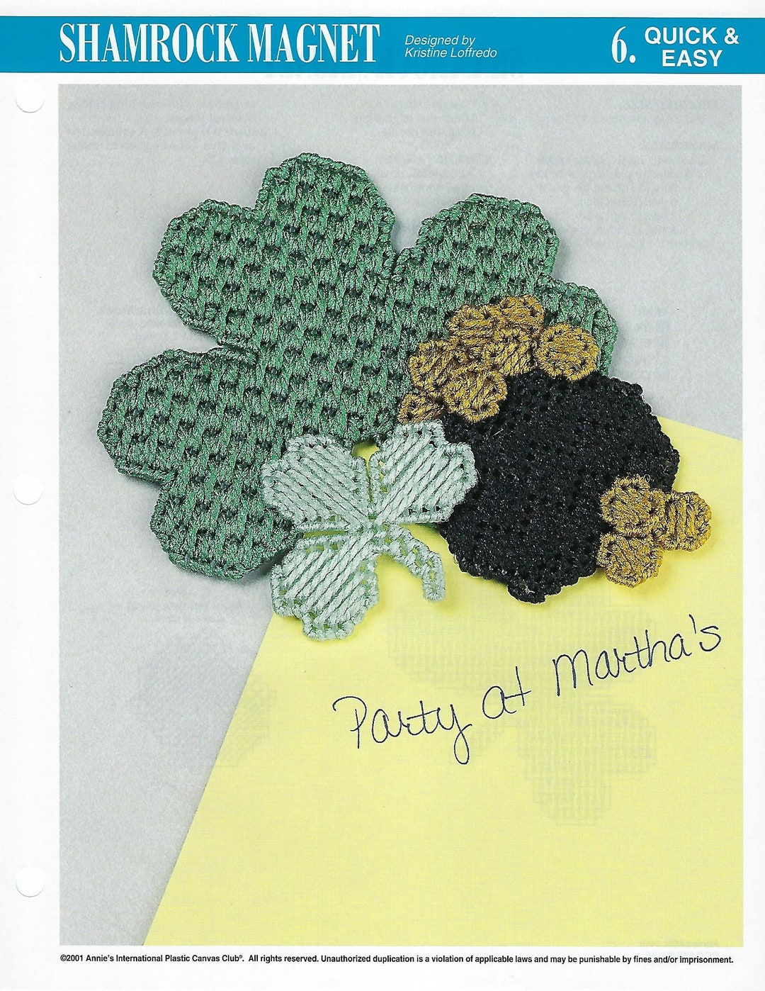 Shamrock Magnet Plastic Canvas Pattern/annie's International Pattern ...