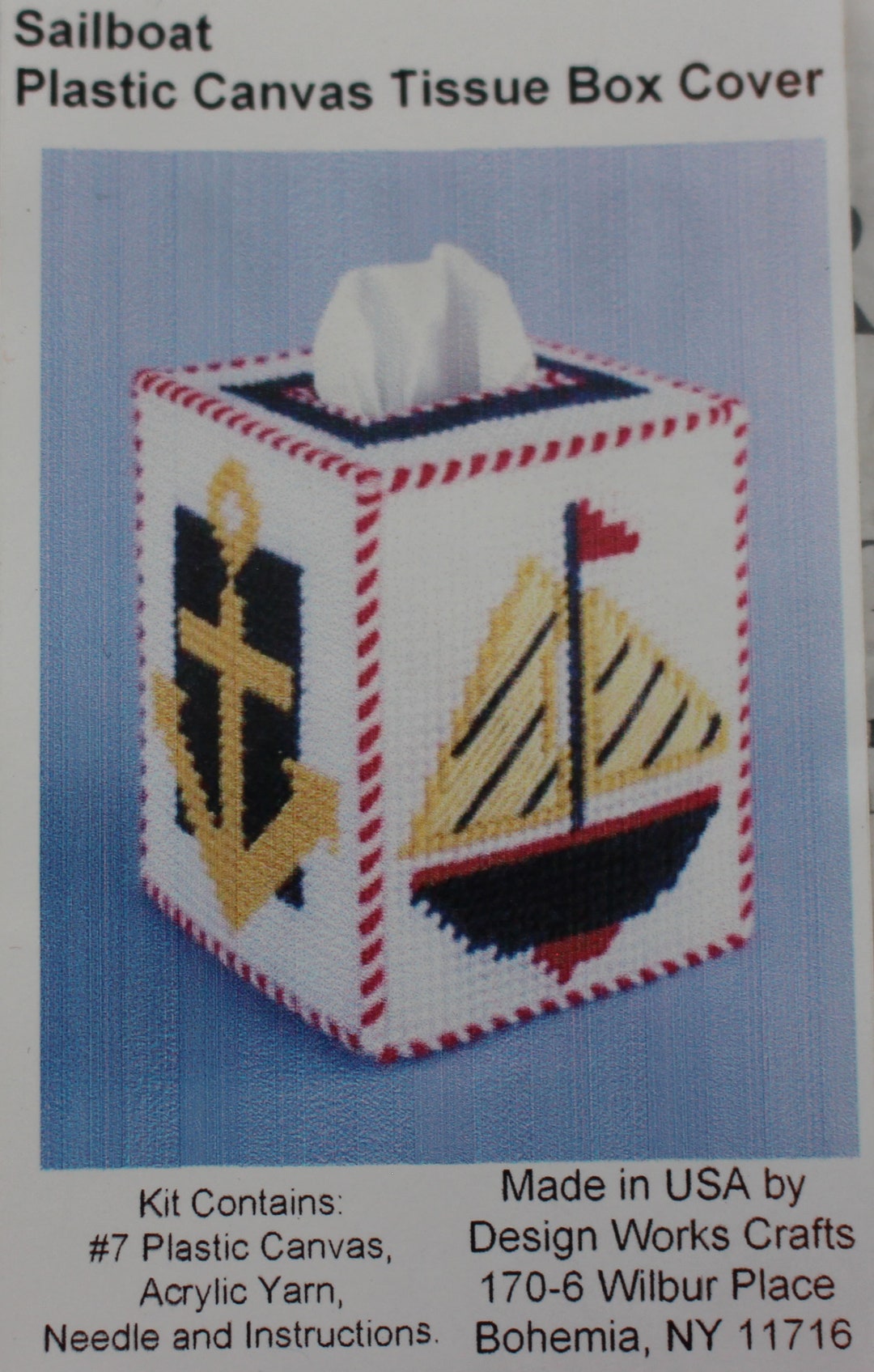 Sailboat Tissue Box Cover Plastic Canvas Pattern Kit - Design Works ...