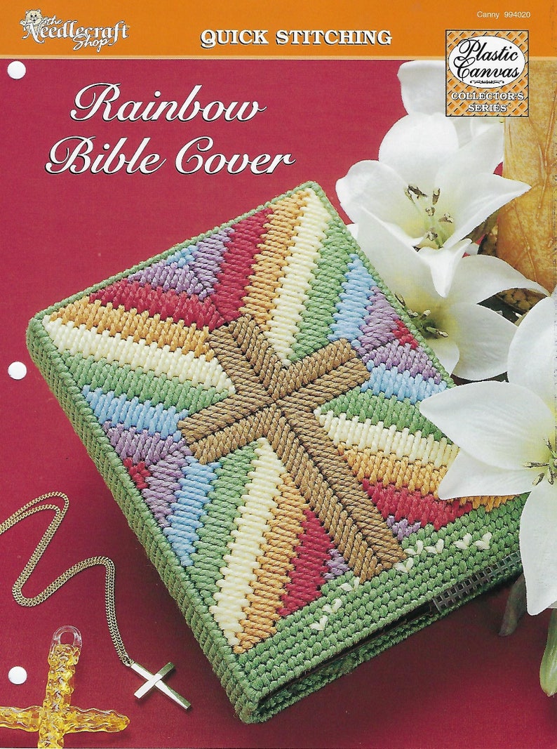 Rainbow Bible Cover Plastic Canvas Pattern Bible Cross - Etsy