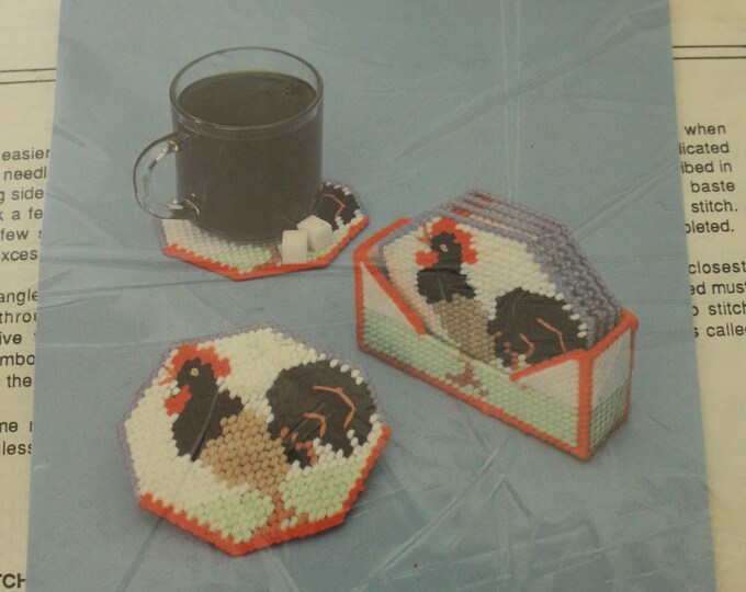 Country Rooster Coasters Plastic Canvas Pattern Kit Distlefink Designs ...