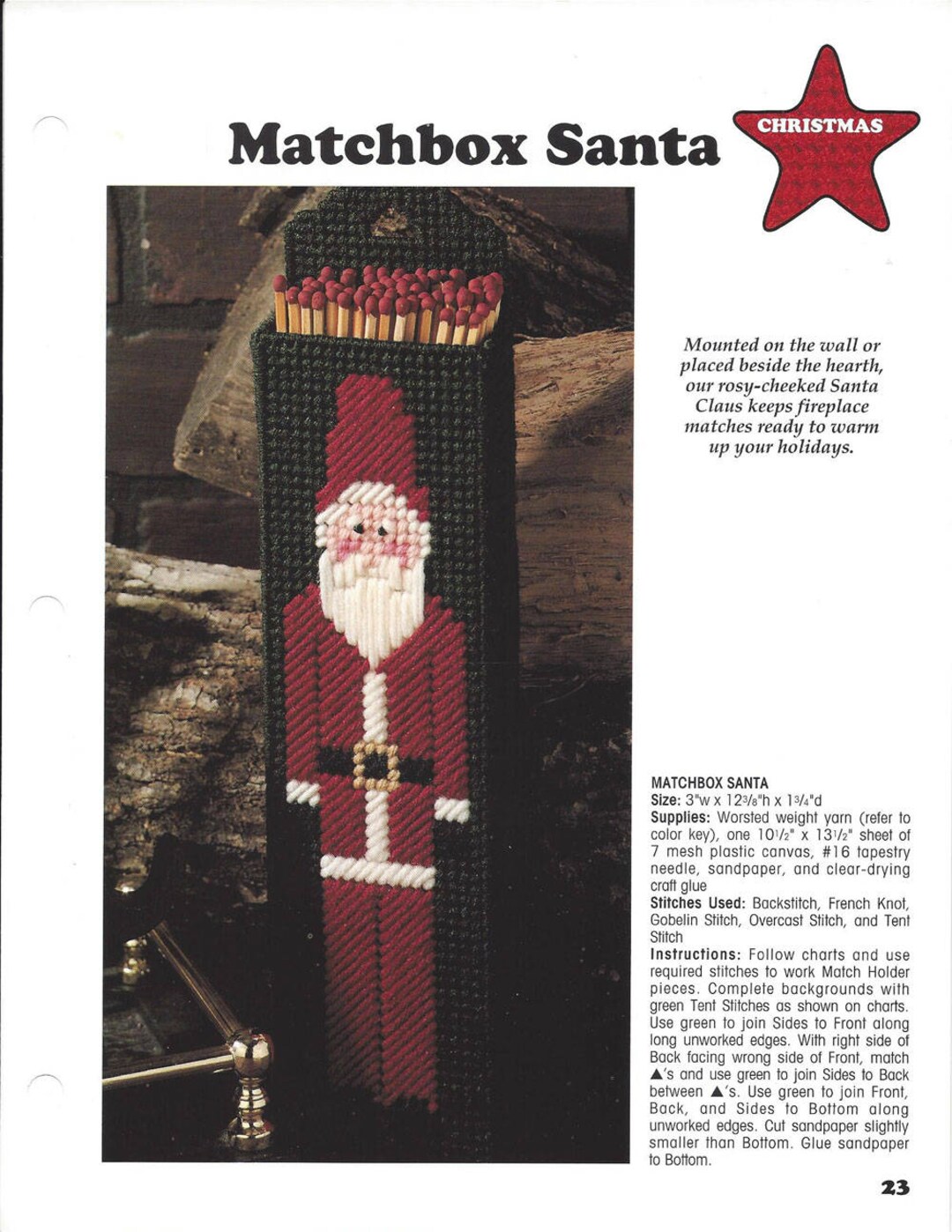 Matchbox Santa Plastic Canvas Pattern/leisure Arts All Stars - Etsy