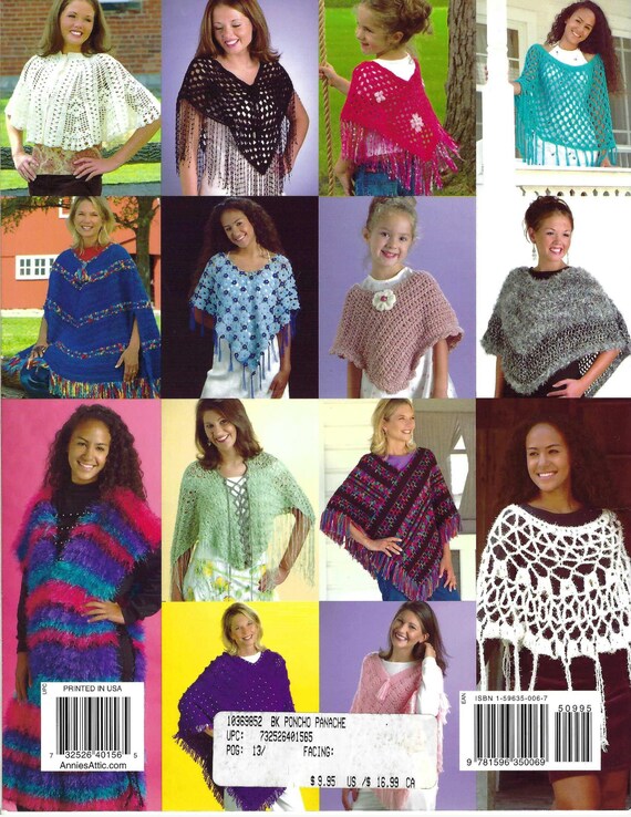 Poncho Panache Crochet Pattern Book Annie's Attic - Etsy