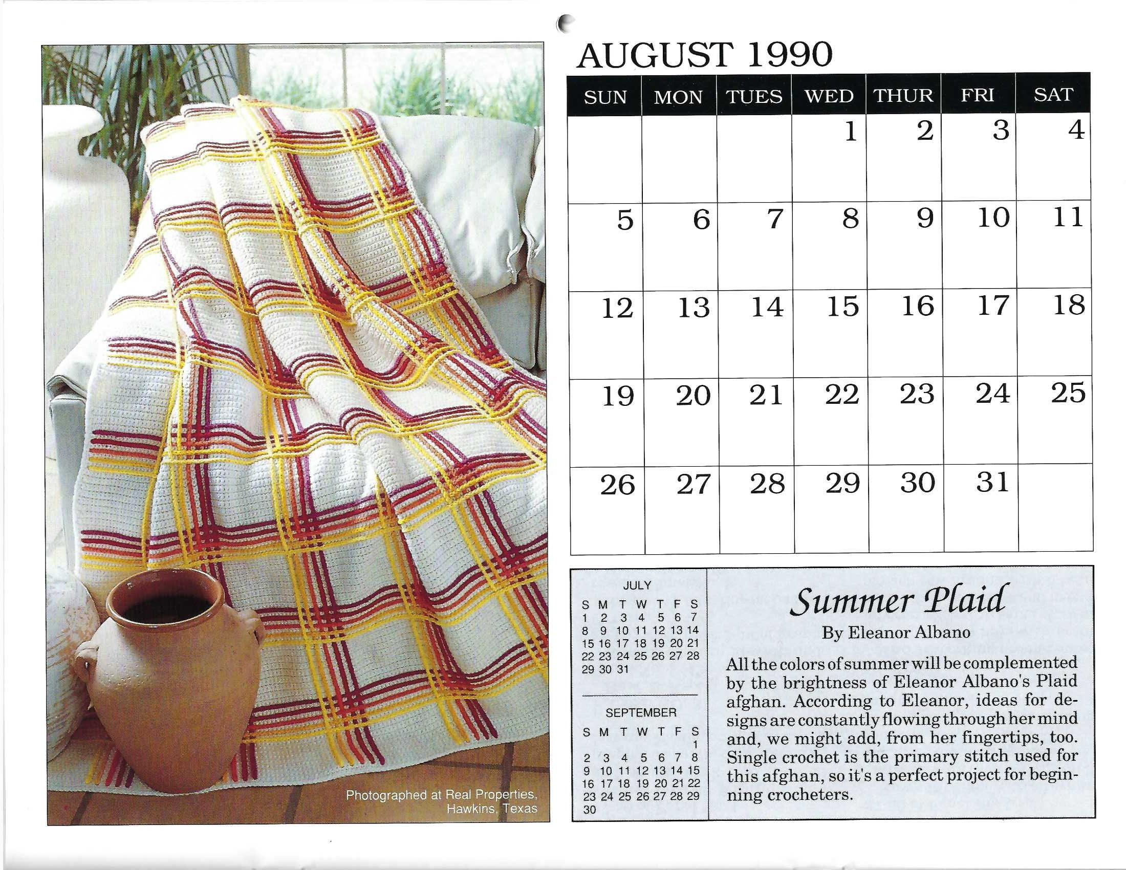Crochet Pattern Afghan Calendar 1990 the Needlecraft Shop | Etsy
