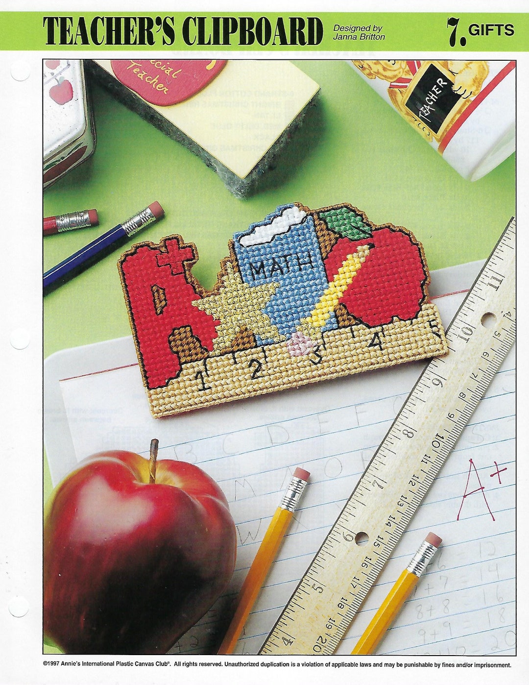 Teacher's Clipboard Plastic Canvas Pattern/annie's International ...