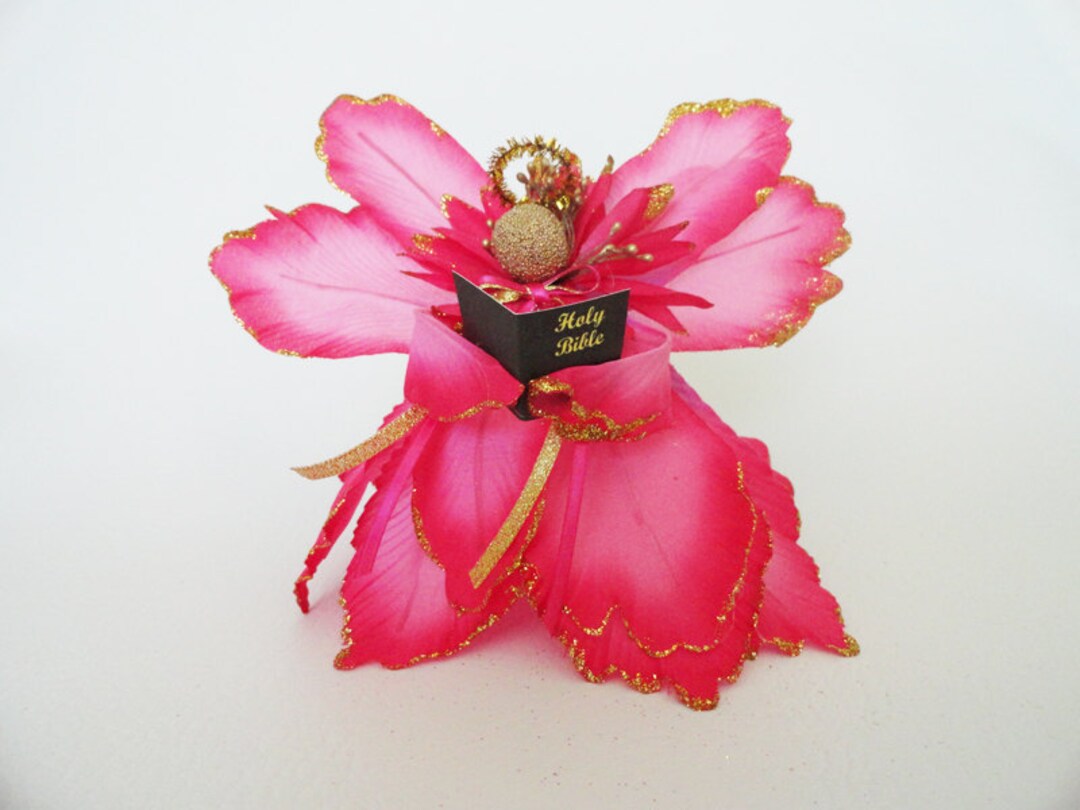 Flower Angel Hot Pink & Light Pink With Gold Glitter/home Decor ...