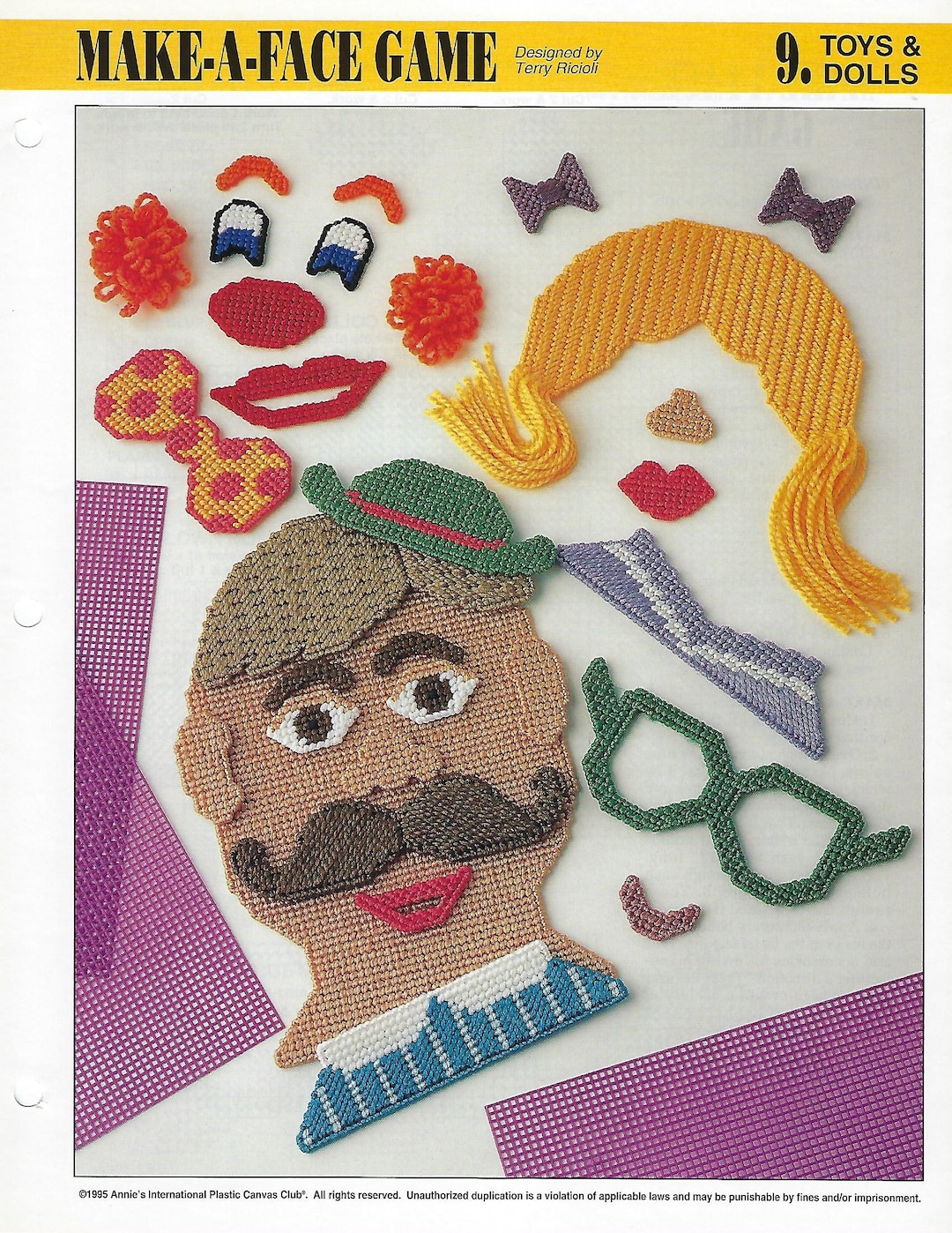 Make A Face Game Plastic Canvas Pattern/annie's International Pattern ...