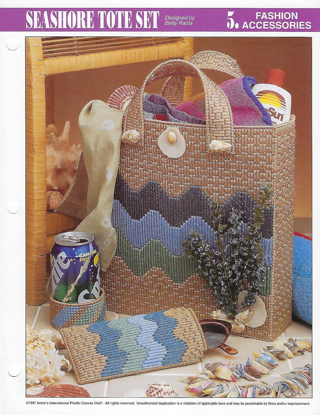 Seashore Tote Set Plastic Canvas Pattern/annie's International Pattern ...