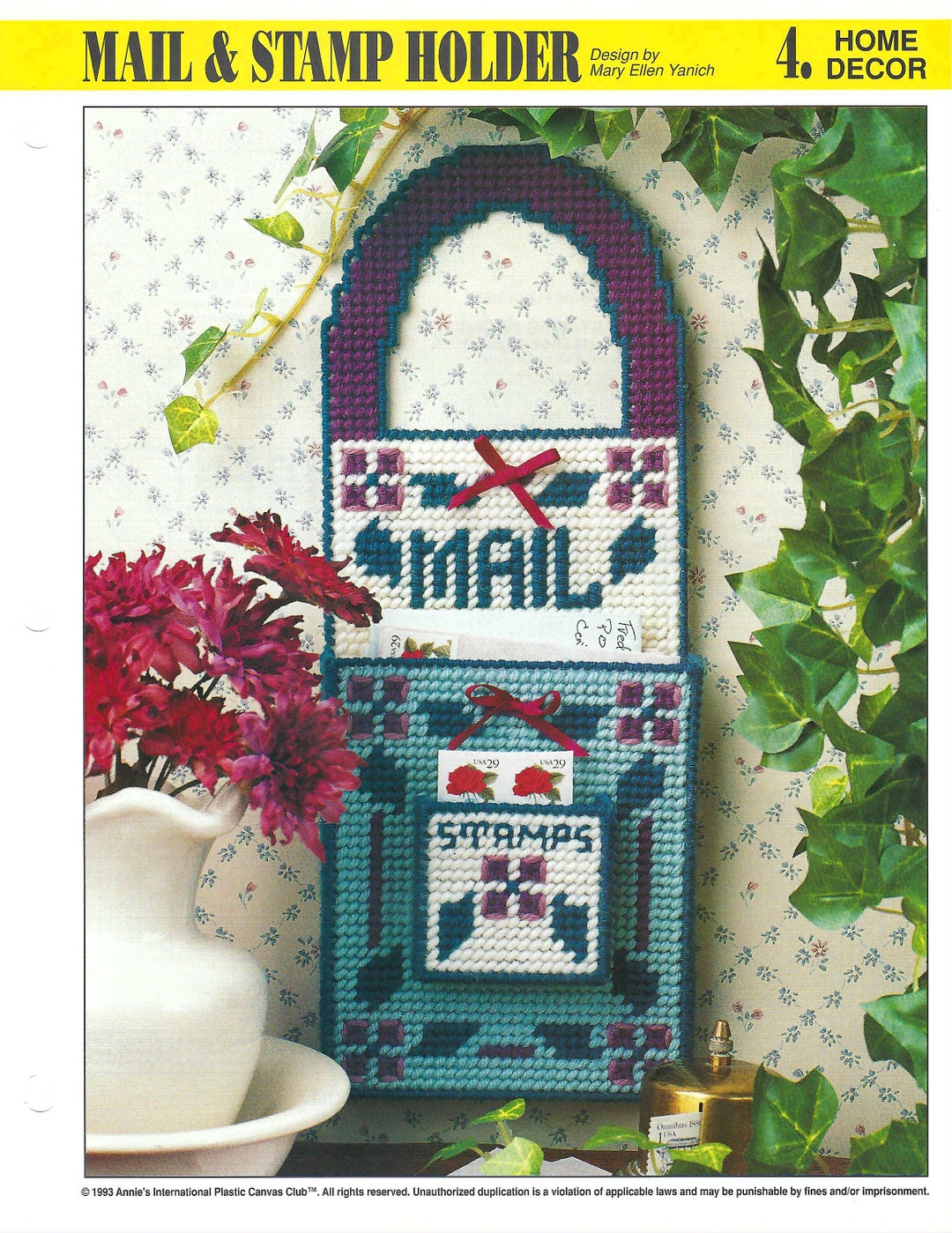 Mail & Stamp Holder Plastic Canvas Pattern Annie's International Club ...