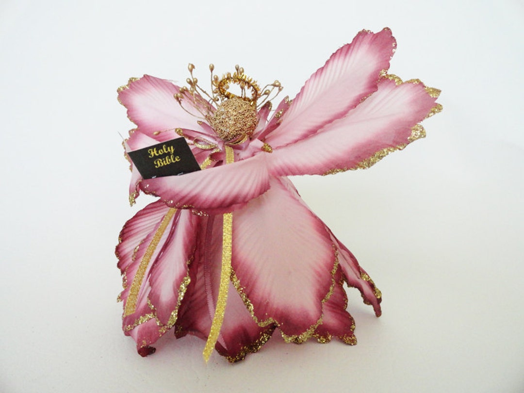 Flower Angel Mauve & Light Pink With Gold Glitter/friendship Gift/home ...
