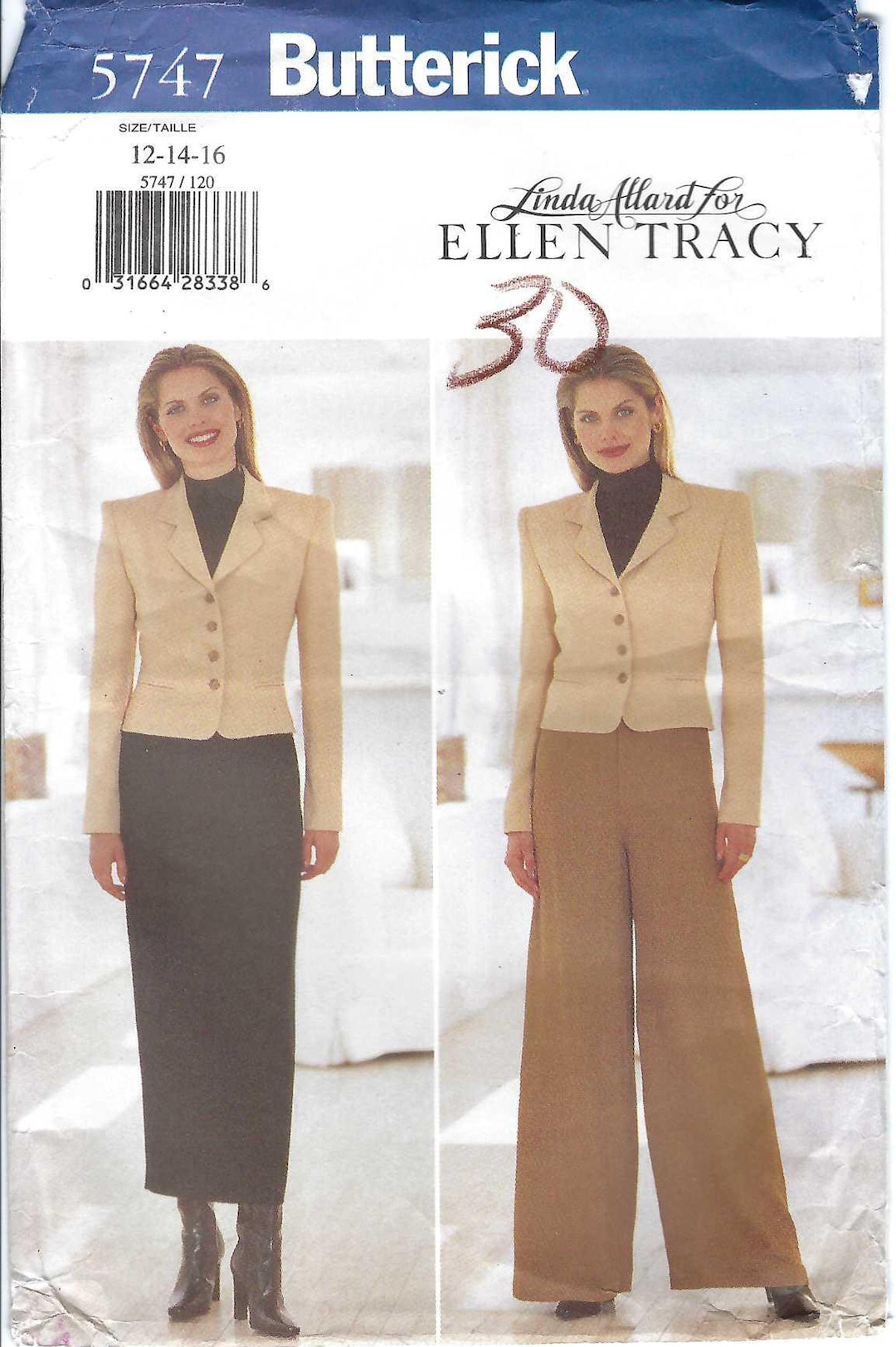 Butterick 5747 Sewing Pattern/misses Jacket-pants-skirt Sizes 12-16 ...