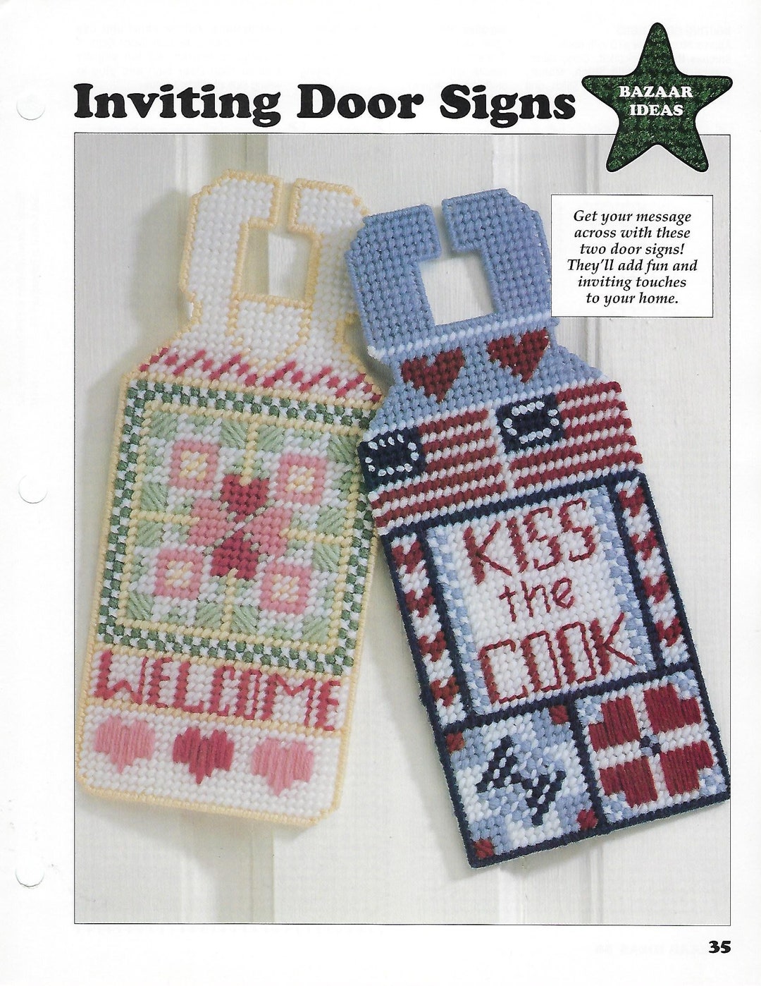 Inviting Door Signs Plastic Canvas Pattern/leisure Arts All Stars - Etsy