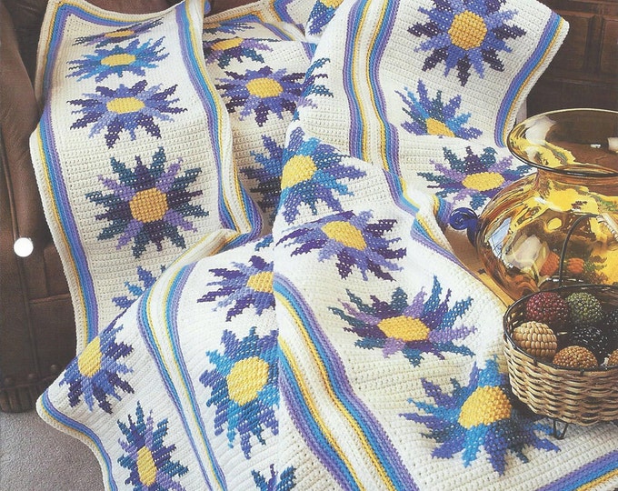 Bright Flowers Crochet Afghan Pattern/annie's Crochet Quilt & Afghan ...