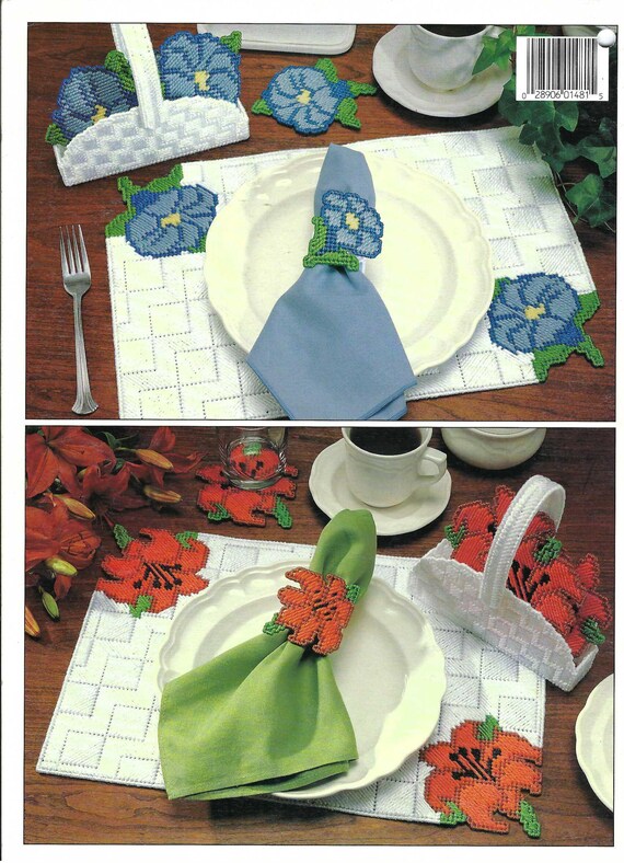 Floral Tabletops Plastic Canvas Pattern Book Table Decor | Etsy