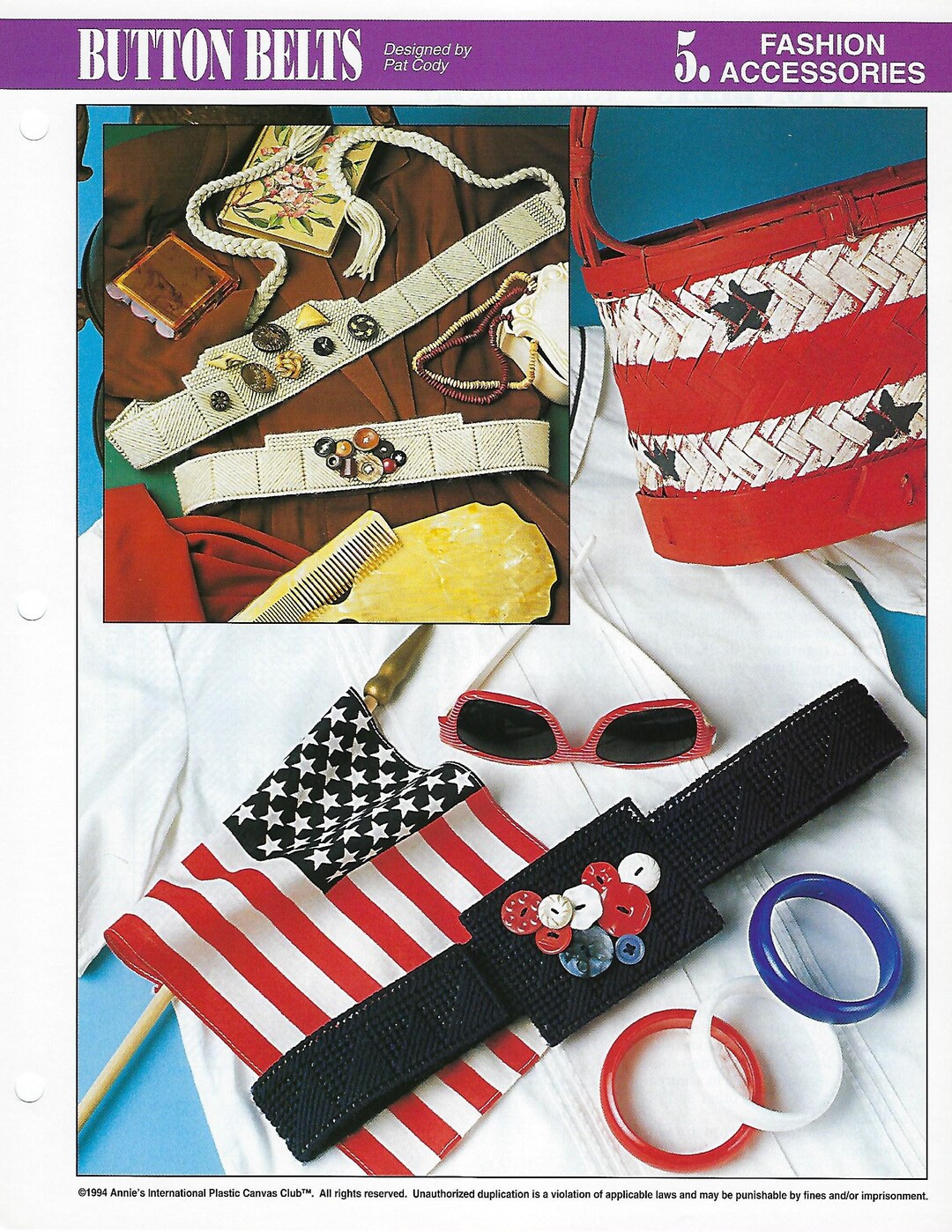 Button Belts Plastic Canvas Pattern/annie's International Pattern Club ...